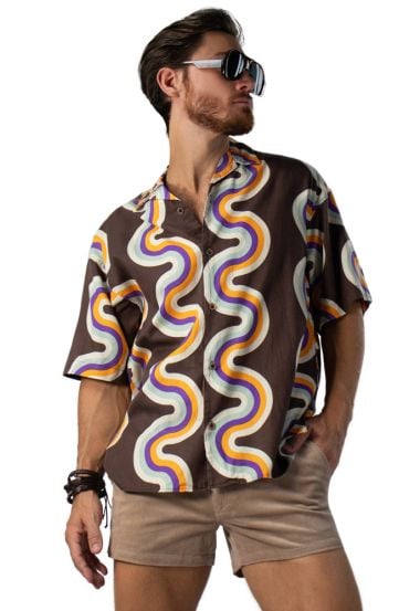 Retro Brown Camp Shirt - Jack & Jones Shirt